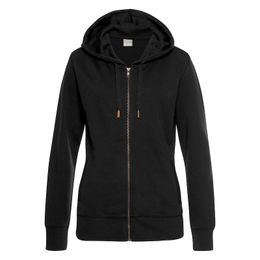 Bench. Loungewear Damen Sweatjacke mit Taschen und Zipper, Loungeanzug schwarz 32/34