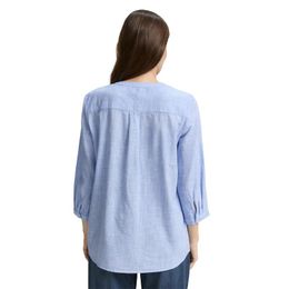 Tom Tailor Damen Tom Tailor Klassische Bluse mit geschlitztem Rundhalsausschnitt blau 34