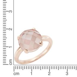JAMELLI Damen Fingerring &raquo;925 Sterling Silber ros&eacute;-vergoldet mit echtem Rosenquarz 12mm&laquo; rot