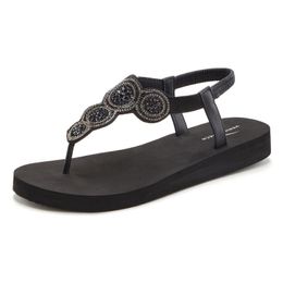 Venice Beach Damen Badezehentrenner &raquo;Sandale, Pantolette&laquo; Zehentrenner, Badeschuh ultraleicht mit Glitzerdetails VEGAN schwarz 43