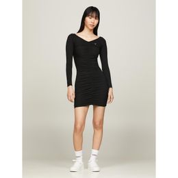 Tommy Jeans Jerseykleid »TJW OFF SHOULDER GATHER BODYCON« mit Flagge Black XL (42) - N-Gr N-Gr XL (42) Jerseykleid mit figurbetonter Passform,...