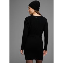 Bruno Banani Damen Strickkleid Ohne Taschen mit gl&auml;nzendem Rei&szlig;verschluss schwarz 36, N-Gr