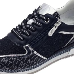 Marco Tozzi Damen Marco Tozzi Keilsneaker , Freizeitschuh, Halbschuh, Schn&uuml;rschuh mit Logoprint blau 36