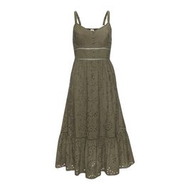 Lascana Damen Lascana Midikleid mit sommerlicher Lochstickerei gr&uuml;n 42, N-Gr
