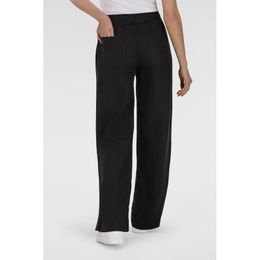 MAC Damen MAC Leinenhose &raquo;CHIARA BELT&laquo; Sommerhose Wide Fit, mit geradem, weitem Bein schwarz 34, L&auml;nge 32