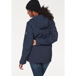 Polarino Damen Softshelljacke mit Kapuze f&uuml;r den &Uuml;bergang, aus Softshell, wasserabweisend, winddicht blau 48