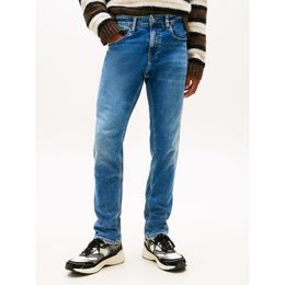 Tommy Jeans Herren Gerade Jeans &raquo;Scanton Slim&laquo; Mit Markenlabel aus Leder hinten 34, L&auml;nge 36