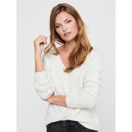 Jacqueline de Yong Jdy Damen JDY V-Ausschnitt-Pullover &raquo;JDYELANORA L/S V-NECK PULLO. KNT NOOS&laquo; mit leicht &uuml;berschnittenen Schultern wei&szlig; L