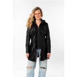 Mauritius Damen &raquo;Bente&laquo; 2-in-1-Lederjacke mit abnehmbarem Kapuzen-Inlay aus Jerseyqualit&auml;t schwarz XS/34 Trachtenmode