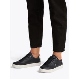 Tommy Hilfiger Damen Plateausneaker &raquo;ESSENTIAL CHIC COURT SNEAKER&laquo; , Freizeitschuh, Schn&uuml;rschuh, Halbschuh mit TH-Schmuckelement schwarz-wei&szlig; 35