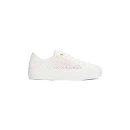 Tommy Hilfiger Damen Plateausneaker &raquo;VULC EMBROIDERED SNEAKER&laquo; ,Freizeitschuh, Halbschuh, Schn&uuml;rer mit unterlegter TH-Logostickerei beige 37