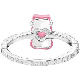 Thomas Sabo Damen Thomas Sabo Fingerring &raquo;Thomas Sabo x HARIBO Schmuck: Ring mit Goldb&auml;r&laquo; mit Kristallglas, Zirkonia (synth.) pink