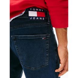 Tommy Jeans Herren Gerade Jeans &raquo;Scanton Slim&laquo; Mit Markenlabel aus Leder hinten blau 30, L&auml;nge 34