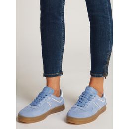 Tommy Jeans Herren Sneaker &raquo;THE GREENWICH SUEDE&laquo; , Freizeitschuh, Halbschuh, Schn&uuml;rschuh mit gepolstertem Schaftrand blau 44