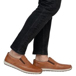Rieker Herren Slipper , Loafer, Schlupfschuh, seitliche Stretcheins&auml;tze und Perforation braun 40