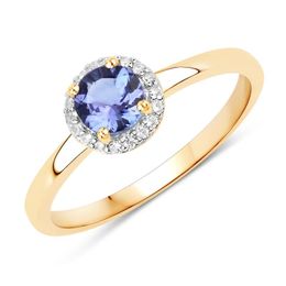 Vira Jewels Damen Fingerring &raquo;925-Sterling Silber vergoldet Gl&auml;nzend Tansanit violett&laquo; gelb