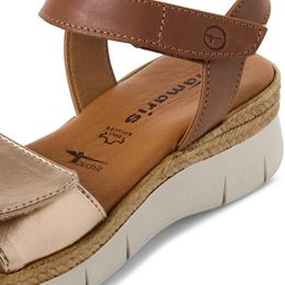 Tamaris Damen Keilsandalette , Riemchensandale, Sommerschuh mit verstellbaren Klettverschl&uuml;ssen braun 41