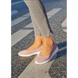 Lascana M&auml;dchen Lascana Ballerina &raquo;Freizeitschuh, Slipper, Halbschuh,&laquo; zum Reinschl&uuml;pfen, leichte Mesh-Optik VEGAN rosa 36
