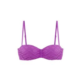 Lascana Damen Lascana B&uuml;gel-Bandeau-Bikini-Top &raquo;Omara&laquo; mit Lochstickerei lila 38, Cup E