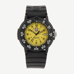 Luminox Schwarze Armbanduhr mit gelbem Zifferblatt