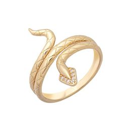 CAI Ca&iuml; Damen CA&Iuml; Fingerring &raquo;925 Silber vergoldet Schlange mit Zirkonia&laquo; gelb