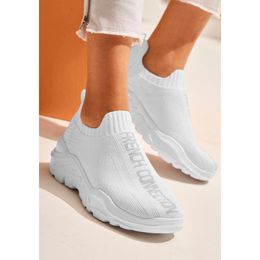 French Connection Damen Sneaker Slipper, Halbschuh, Freizeitschuh zum Reinschl&uuml;pfen VEGAN wei&szlig; 42