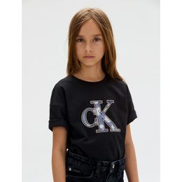 Calvin Klein Jeans M&auml;dchen T-Shirt &raquo;FILED IN MONOLOGO TEE&laquo; f&uuml;r Kinder bis 16 Jahre, cooler Logo-Druck schwarz 4 (104)