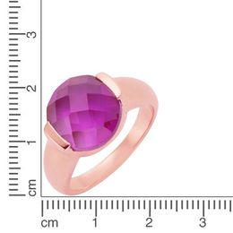 JAMELLI Damen Fingerring &raquo;Silber 925 ros&eacute;-vergoldetz mit pinkem Quarz-Stein (beh.) 12mm&laquo; rot