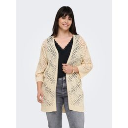 Only Carmakoma Damen Only CARMAKOMA Strickjacke &raquo;CARWISTY 3/4 SL OPEN CARDIGAN KNT&laquo; beige M (46/48)