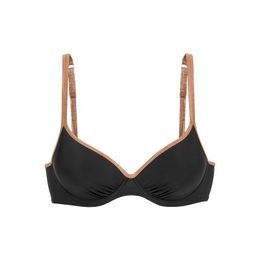 Bruno Banani Damen B&uuml;gel-Bikini-Top &raquo;Milano&laquo; mit kupferfarbenen Paspeln schwarz 34, Cup B