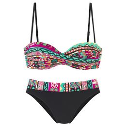 Buffalo Damen B&uuml;gel-Bandeau-Bikini mit farbenfrohen Design pink 38, Cup A