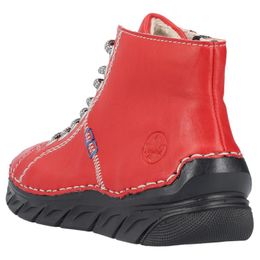 Rieker Damen Schn&uuml;rboots , Schn&uuml;rstiefelette, High Top Sneaker, Schn&uuml;rschuh mit Kontrastnaht rot 36
