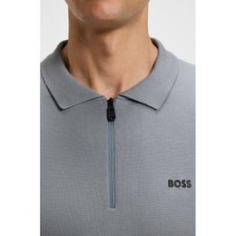 BOSS Green Herren BOSS Green Kurzarmpullover &raquo;K Ever-X PS&laquo; mit Perforierungen zur Bel&uuml;ftung grau S