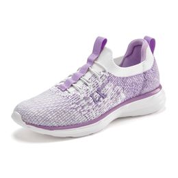 Lascana Damen Lascana Sneaker &raquo;Slipper, Halbschuh,&laquo; bequem zum Reinschl&uuml;pfen mit elastischen Schn&uuml;rb&auml;ndern Unisex VEGAN lila 37