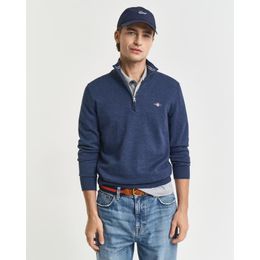 Gant Damen Troyer &raquo;CLASSIC COTTON HALF ZIP&laquo; mit gerippten Details blau L