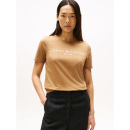 Tommy Hilfiger Kurzarmshirt &raquo;REG CORP LOGO C-NK mit Logoschriftzug und Stickerei&laquo; Baumwolle Hickory XXXL(46) XXXL(46) Basic T-Shirt von Tommy Hilfiger