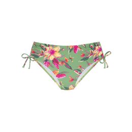Lascana Damen Lascana Bikini-Hose &raquo;Malia&laquo; mit seitlicher Raffung mit tropischem Print 38, N-Gr