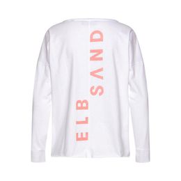 ELBSAND Damen Langarmshirt &raquo;Raina&laquo; mit Logoprint hinten, Longsleeve aus Baumwoll-Mix wei&szlig; S (36)
