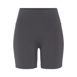 Lascana Damen Lascana Shorts mit breitem B&uuml;ndchen und Logodruck grau 40/42, N-Gr