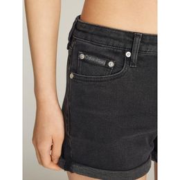 Calvin Klein Jeans Damen Shorts &raquo;MID RISE SHORT&laquo; mit Umschlagsaum schwarz 32, N-Gr
