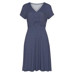 Vivance Damen Jerseykleid mit geometrischem Print, figurschmeichelndes T-Shirtkleid, Sommerkleid blau 38, N-Gr
