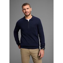 Bruno Banani Herren Strickpullover mit Rei&szlig;verschluss und Brusttasche blau XL (56/58)