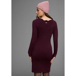 Laura Scott Damen Strickkleid Ohne Taschen figurbetont und kurz - mit femininer Wellenkante rot 42, N-Gr
