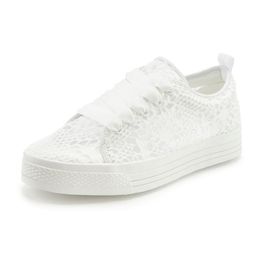 Lascana M&auml;dchen Lascana Sneaker mit leichter Plateausohle und Spitze, Schn&uuml;rhalbschuhe, Freizeitschuhe wei&szlig; 42