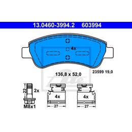 ATE Bremsensatz-Vorn und hinten Bremsensatz, Scheibenbremse vorne rechts links bel&uuml;ftet 266mm f&uuml;r PEUGEOT CITRO&Euml;N VAUXHALL OPEL 4249G1 1629058880 1611