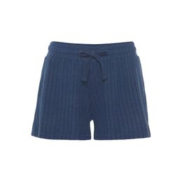 Lascana Damen Lascana Shorts Lounge-/ Strickshorts meliert mit Bindeband, Loungewear blau 44/46, N-Gr