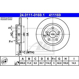 ATE Bremsensatz-Vorn und hinten Bremsensatz, Scheibenbremse vorne rechts links bel&uuml;ftet 290mm f&uuml;r TOYOTA 43512-0F030 04466-05040 04466-05041 SG00000D9