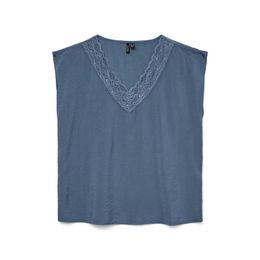 V&eacute;ro Moda Vero Moda Damen Spitzentop &raquo;VMSAFA SL V-NECK LACE TOP WVN GA NOOS&laquo; blau S