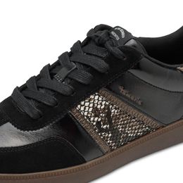 Tamaris Damen Sneaker , Freizeitschuh, Halbschuh, Schn&uuml;rer mit gepolstertem Schaftrand schwarz 40