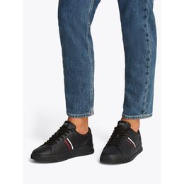 Tommy Hilfiger Herren Sneaker &raquo;MODERN CUPSOLE STRIPES LTH&laquo; , Freizeitschuh, Halbschuh, Schn&uuml;rer mit seitlichen Streifen schwarz 45